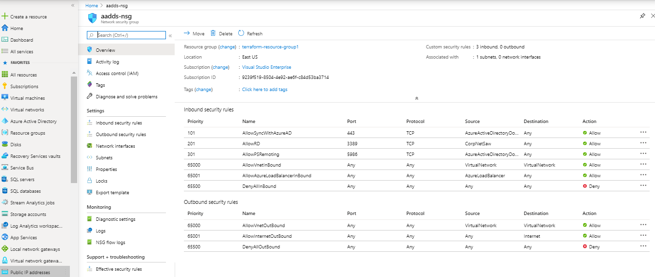 How to Configure Azure AADDS using Terraform in your Azure Subscription