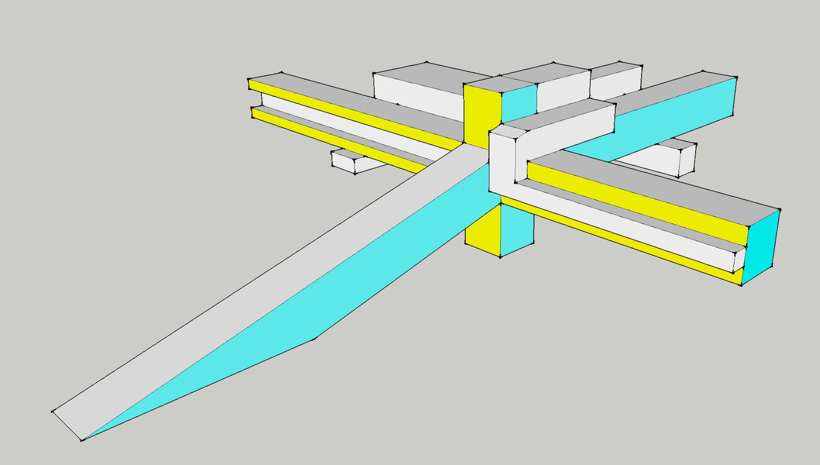 ARCH1101: Week 7 Perspective drawings of cross with mass