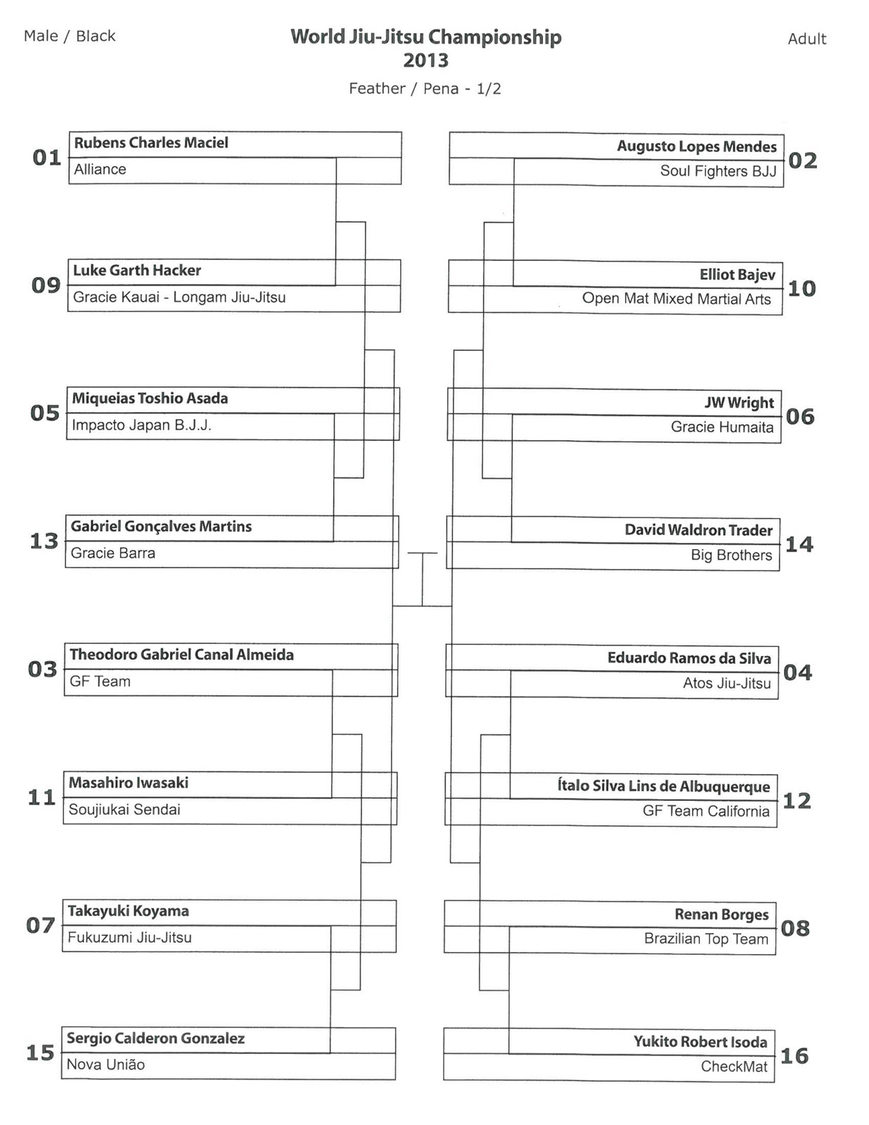 I Fight in Pajamas: 2013 IBJJF World Championship Brackets
