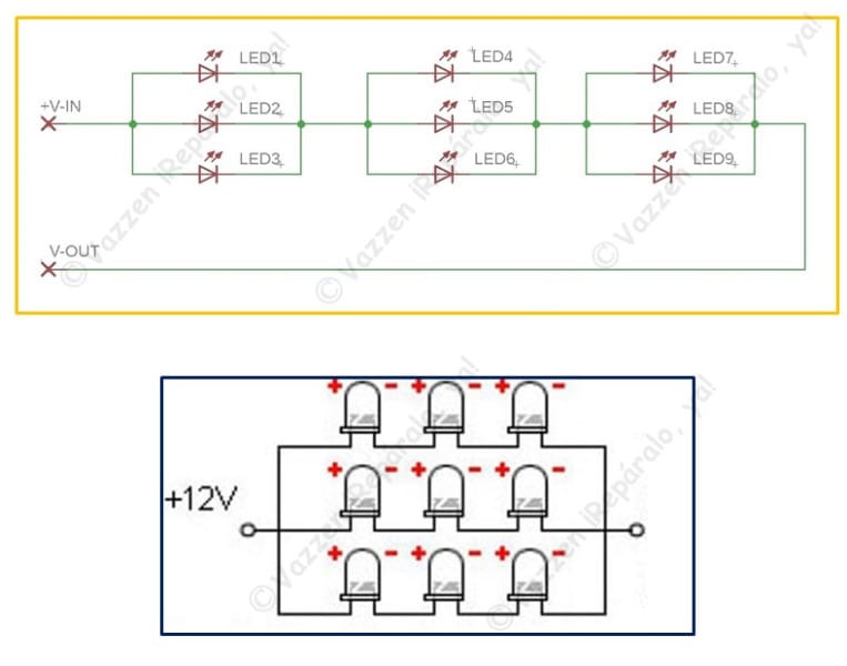 LEDs en serie, paralelo y mixtos. Aprende sobre cada circuito. | Repara ...