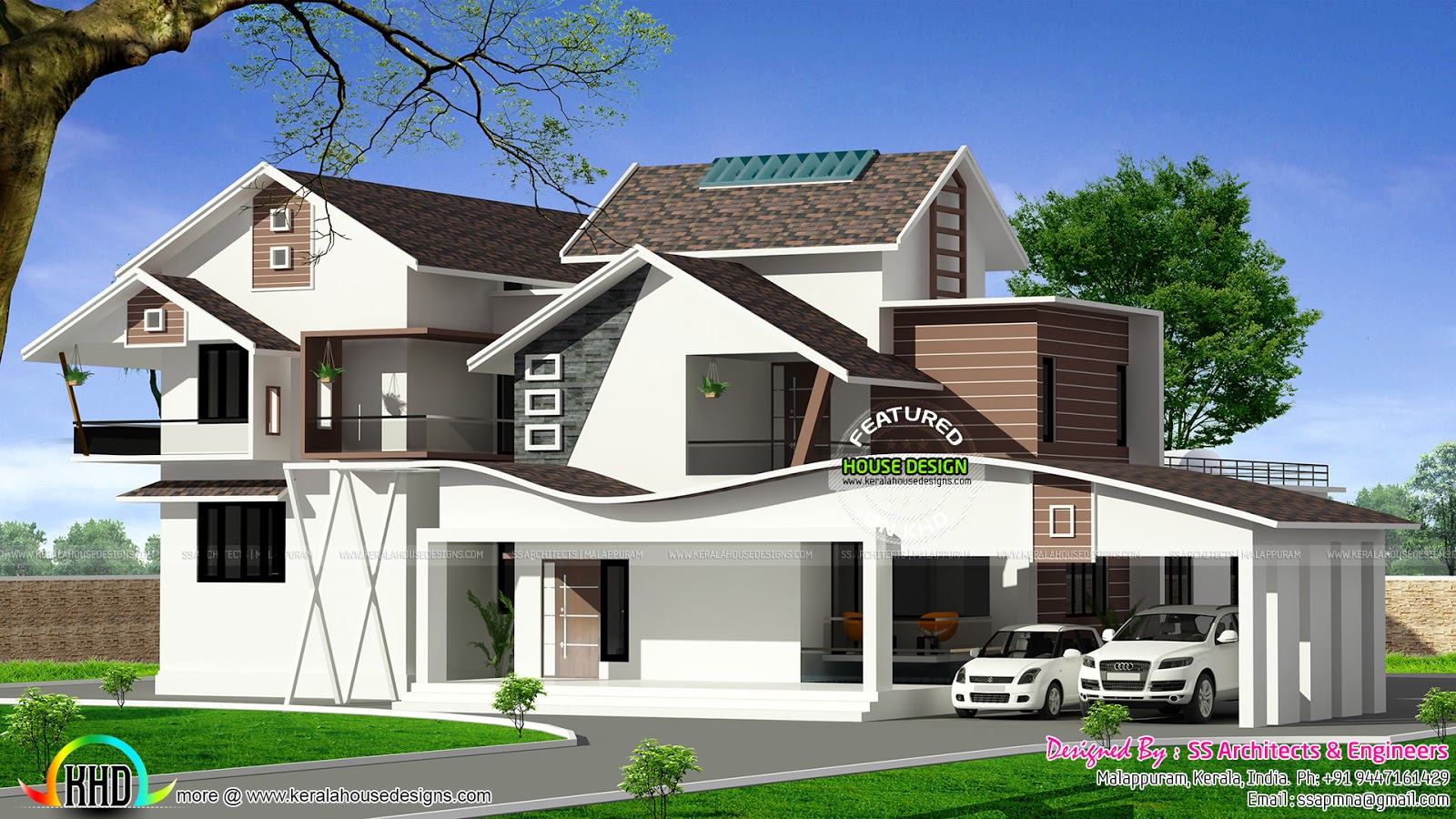 Wavy roof house plan - Kerala Home Design and Floor Plans - 9K+ Dream ...