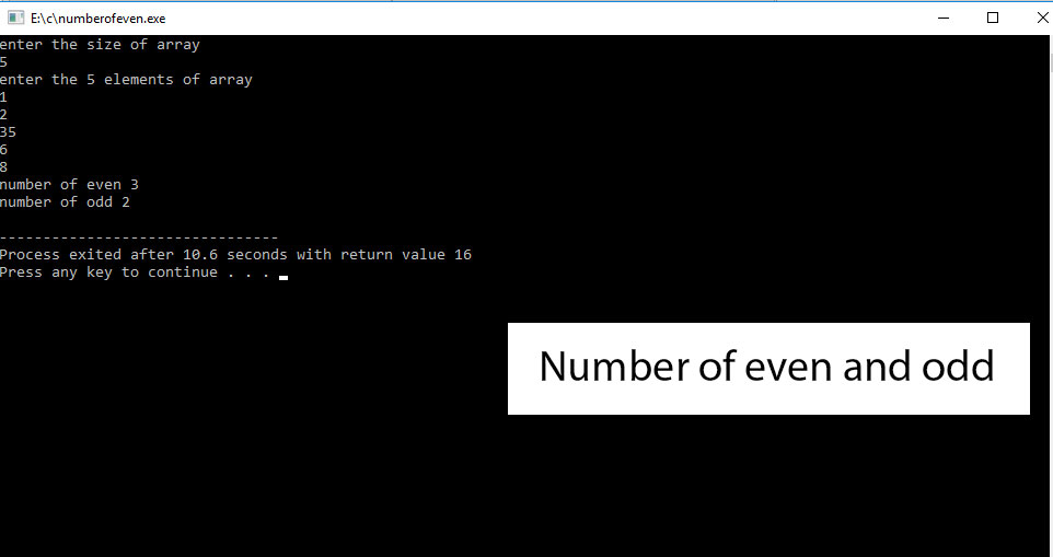 C Program To Find Number Of Even And Odd Number