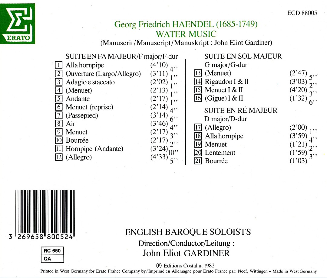 makdelart - classique: Handel - Water Music (John Eliot Gardiner)