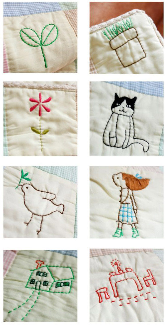 Patchwork Quilt with Embroidery. ~ DIY Tutorial Ideas!