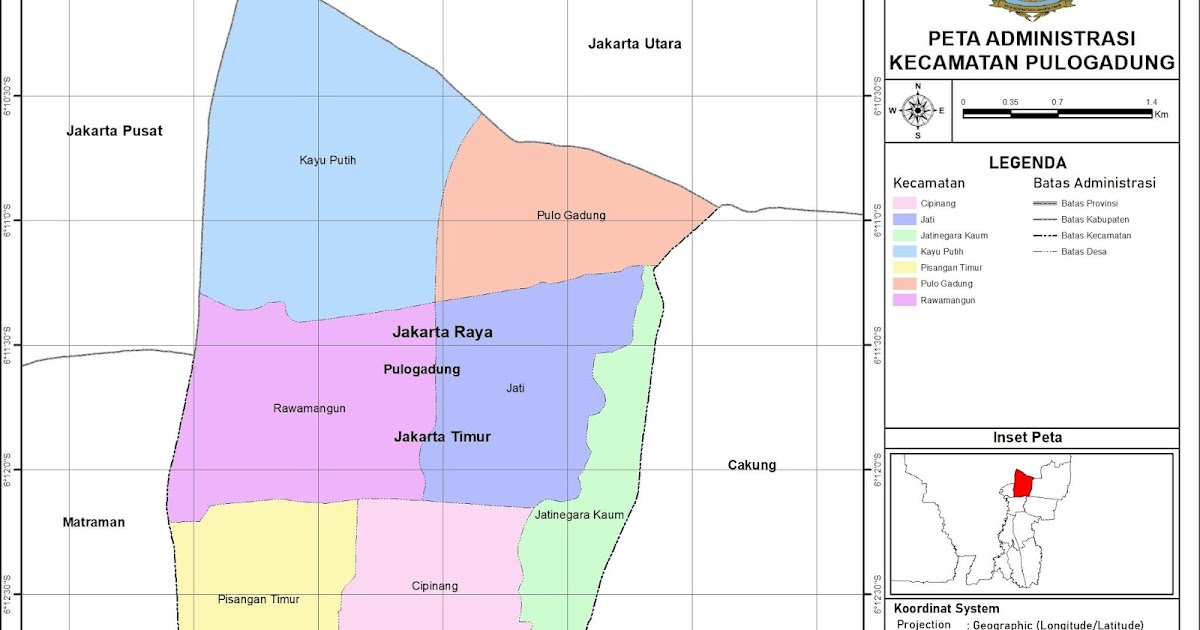 Peta Administrasi Kecamatan Pulogadung, Kota Jakarta Timur ~ NeededThing