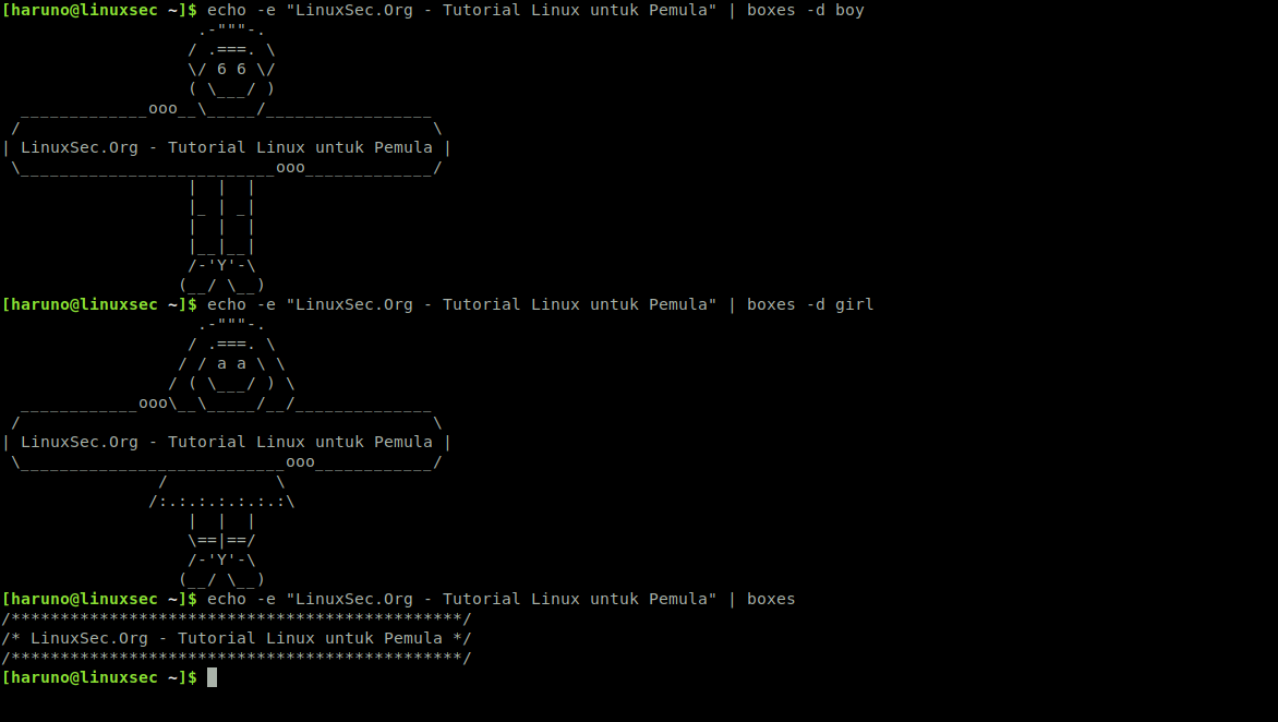 Menambahkan Box di Output Terminal Linux menggunakan ASCII Boxes - LinuxSec