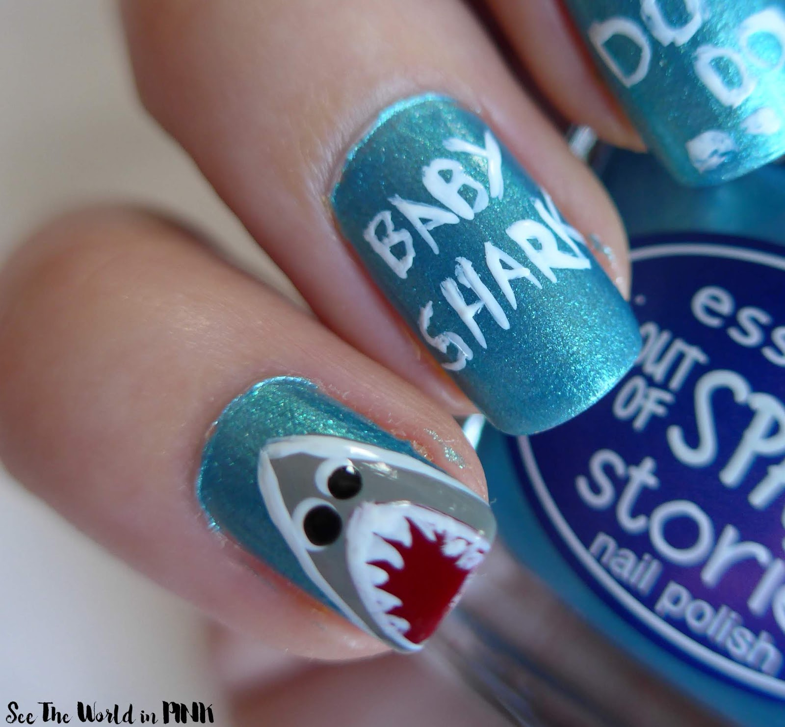 Manicure Monday - Baby Shark Nail Art | See the World in PINK