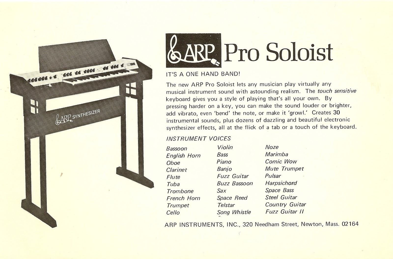 MATRIXSYNTH: ARP White Face Odyssey & Pro Soloist Single Sheet Ad