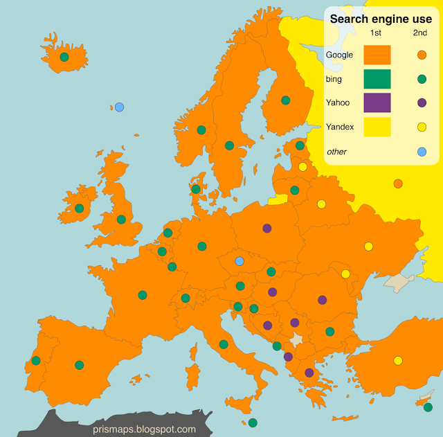 Prismaps - Maps of Europe: Search engine use in European countries