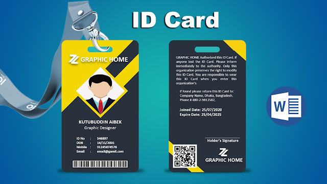 How to create abstract Company Identity Card Template in Microsoft Word ...
