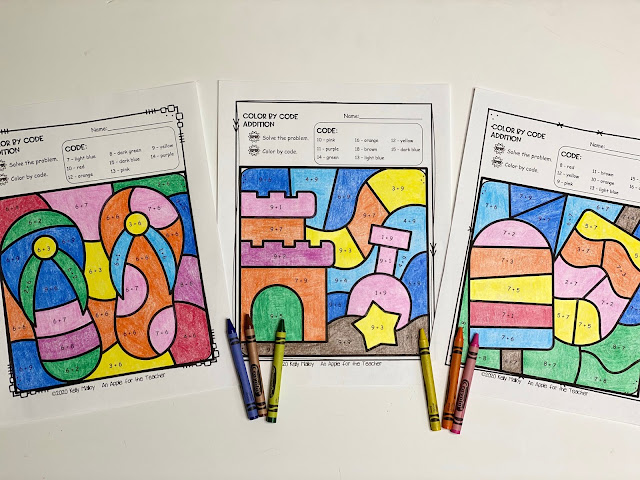 An Apple For The Teacher: Summer Color By Number