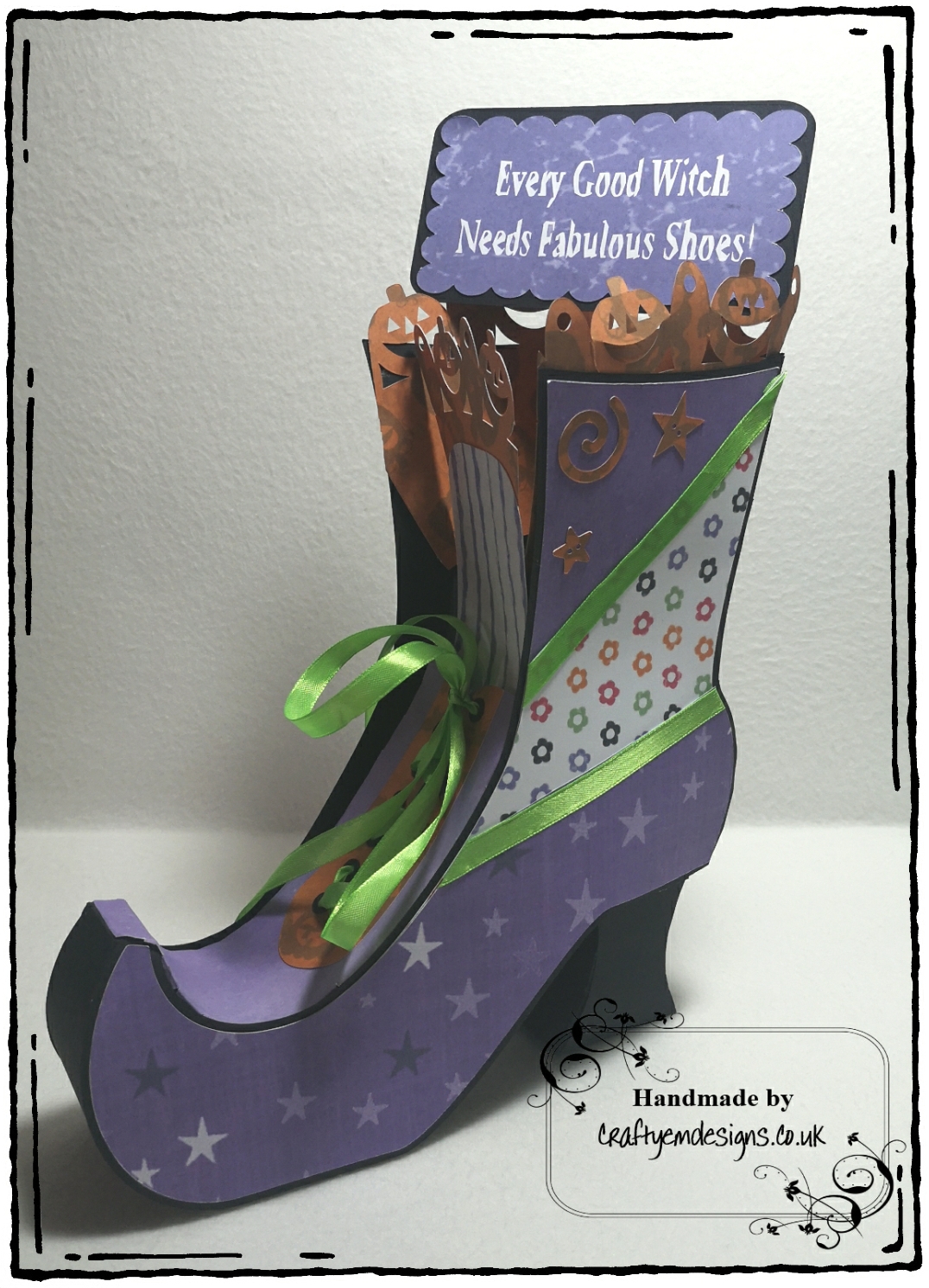 craftyemdesigns: Handmade Witches Boot - Trick Or Treat!