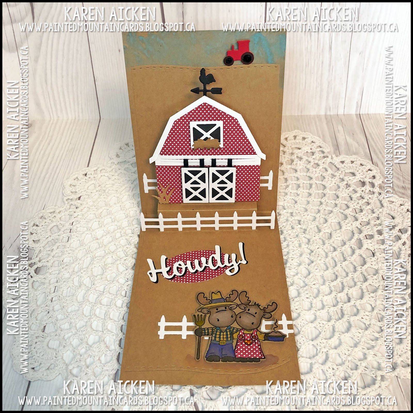 Painted Mountain Cards: Barn Pop Up Card