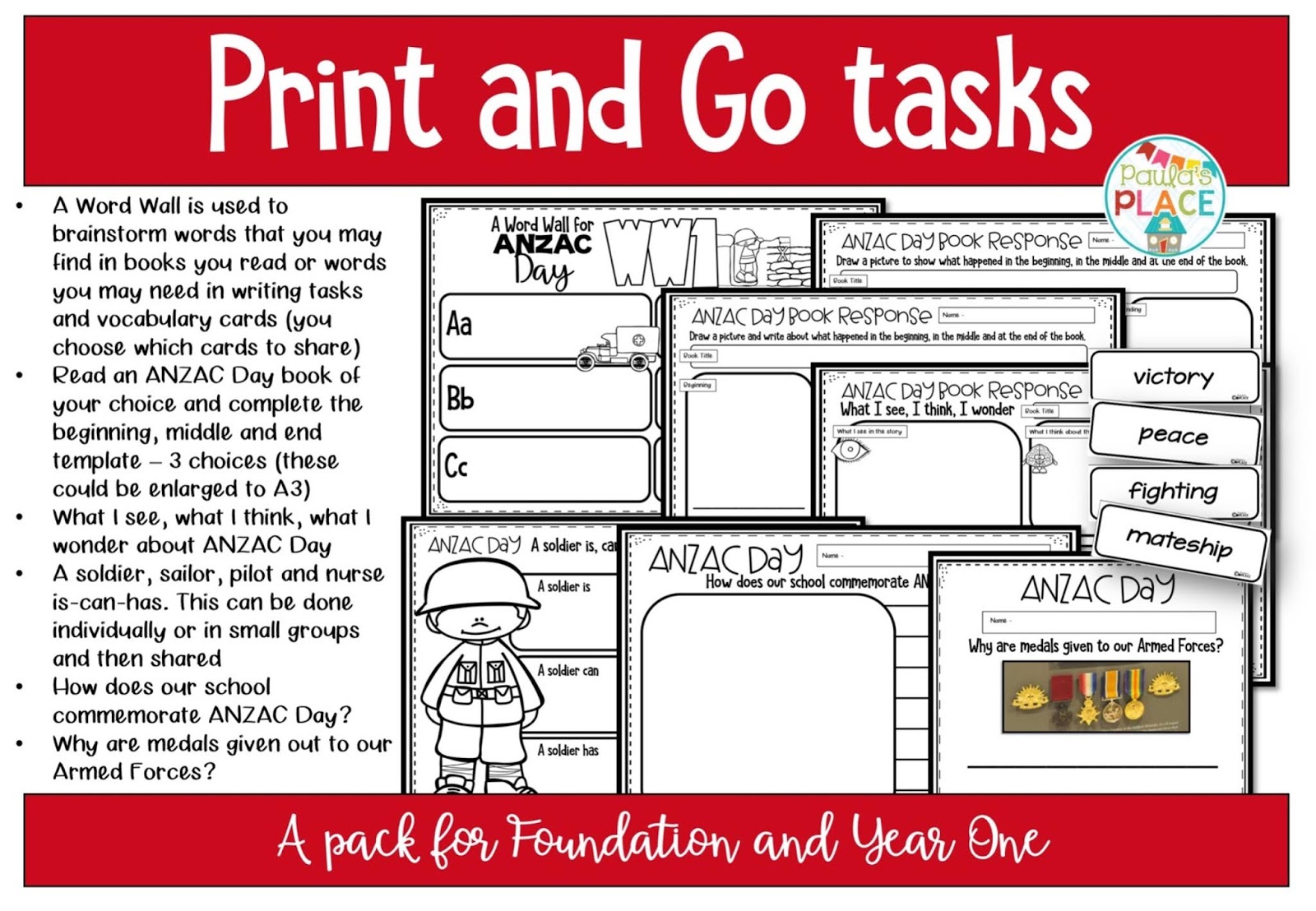 Paula's Place Teaching Resources: My ANZAC Day Unit