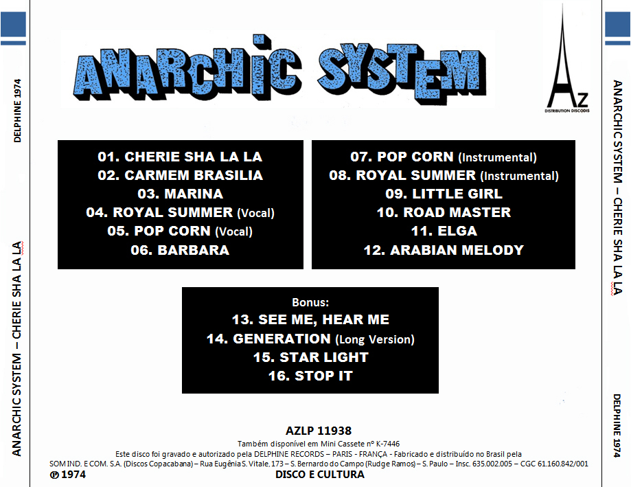 LA PLAYA MUSIC - OLDIES: ANARCHIC SYSTEM - CHERIE SHA LA LA - 1978