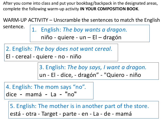 Teaching Spanish w/ Comprehensible Input: The POWER of Daily Warm-ups ...