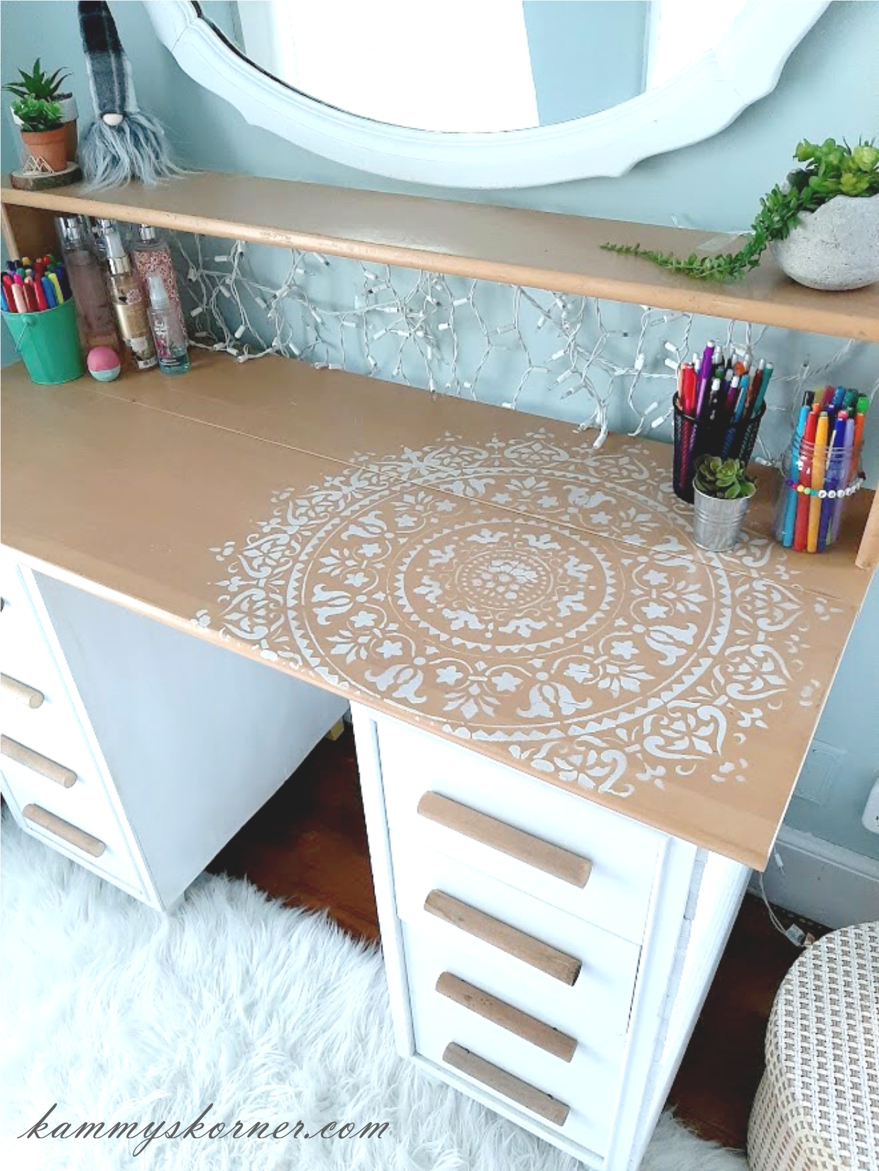 Kammy's Korner: Easy Tween Vanity Desk Built From Nightstands
