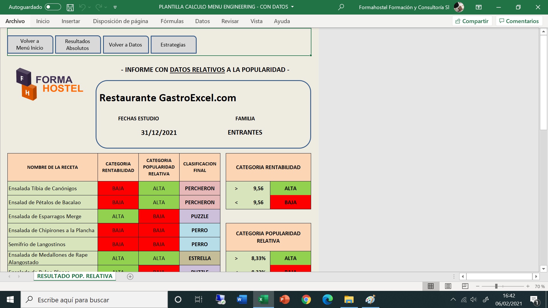 EXCEL MENU ENGINEERING. PRECIO: 15,95