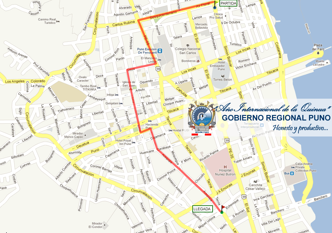 Plano del recorrido de la Candelaria 2013. Mapa de la ruta. ~ Es mi Perú