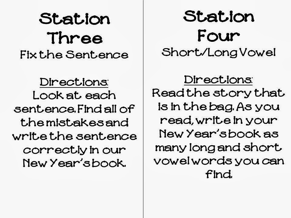 Second Grade Perks: New Year Station Rotation Freebie