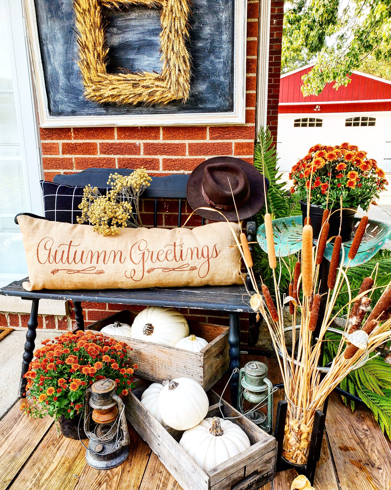 The Quaint Sanctuary: { Outdoor Fall Bench Decor }