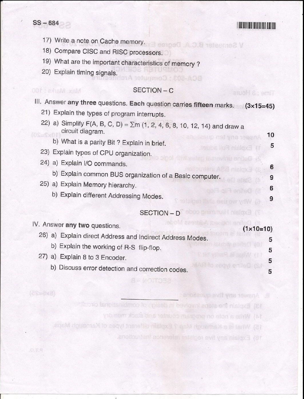 Bangalore University b.c.a. Bca-503 : Computer Architecture November ...