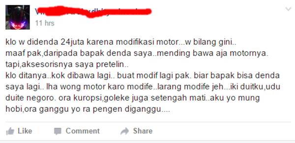 Motor modifan denda 24 juta masih anget aja... - Goozir.com