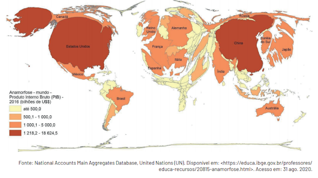 Blog de Geografia: PET - Observe a anamorfose geográfica para responder ...