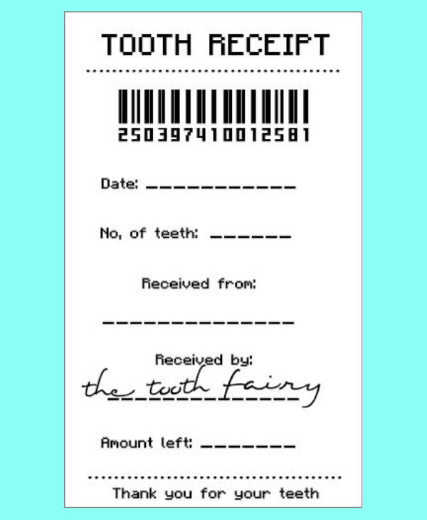 Tooth Fairy Receipt Template Free - Invoice Template