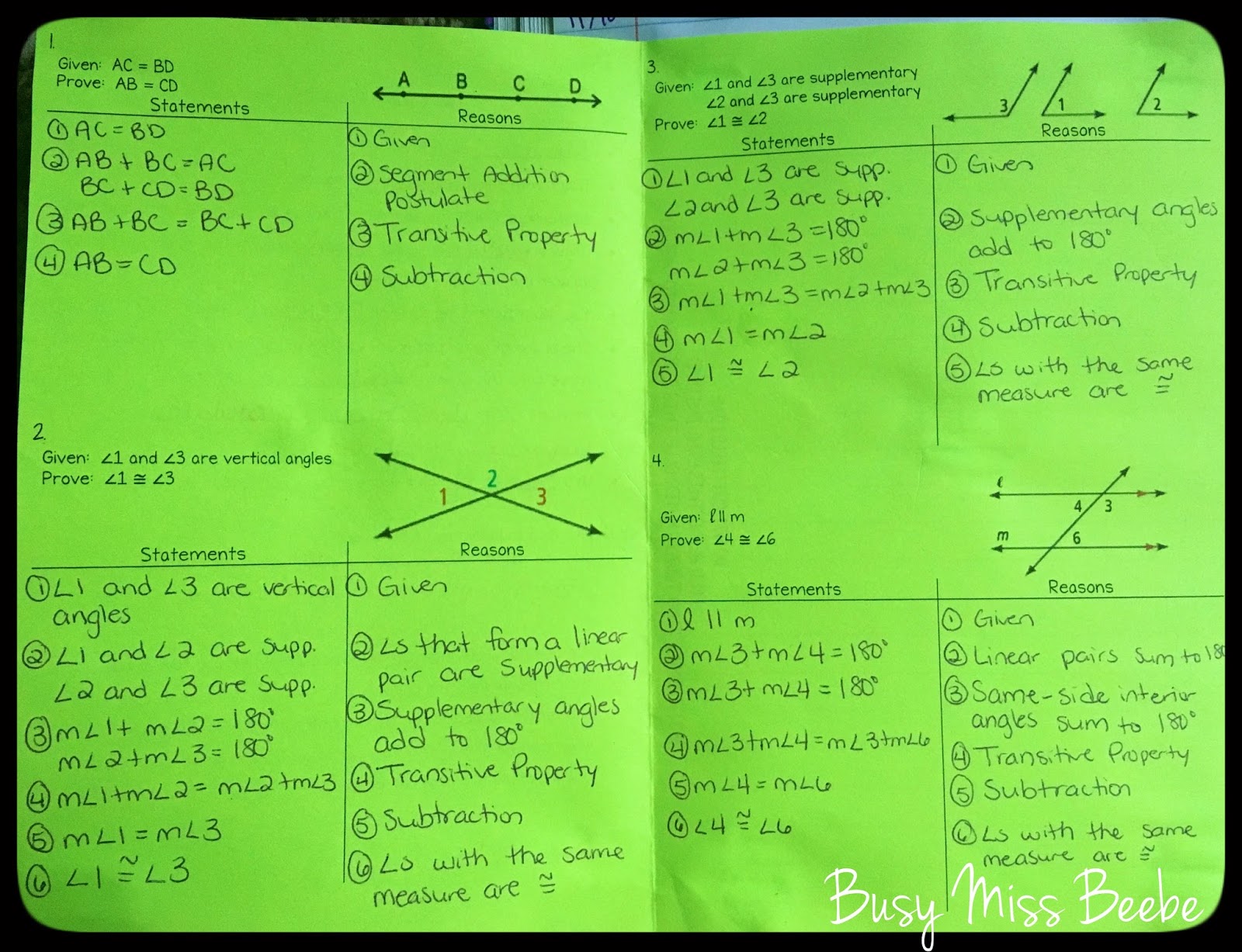 Geometry Cheat Sheet For Final