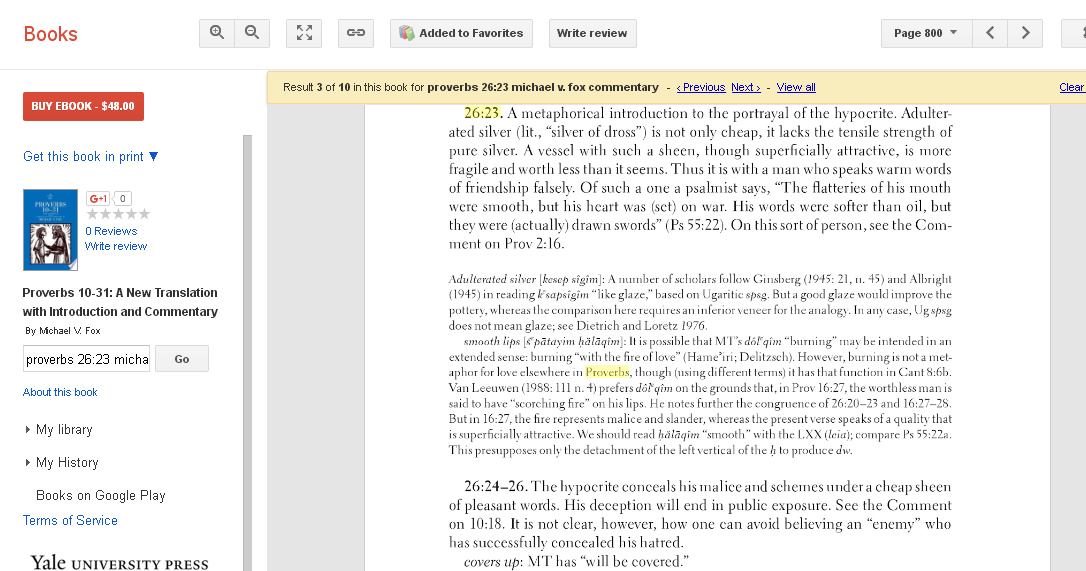 Foster's Theological Reflections: Michael V. Fox on Proverbs 26:23