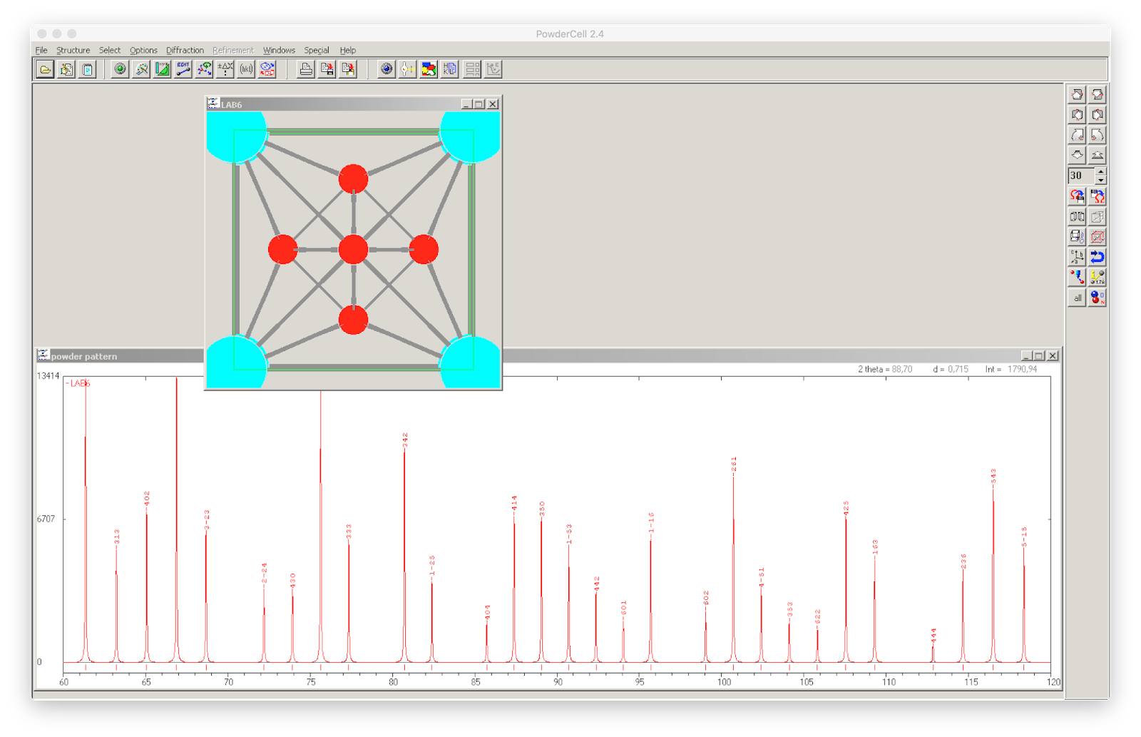 Osmiridium: Using PowderCell to Calculate Angles for Debye-Scherrer Cones