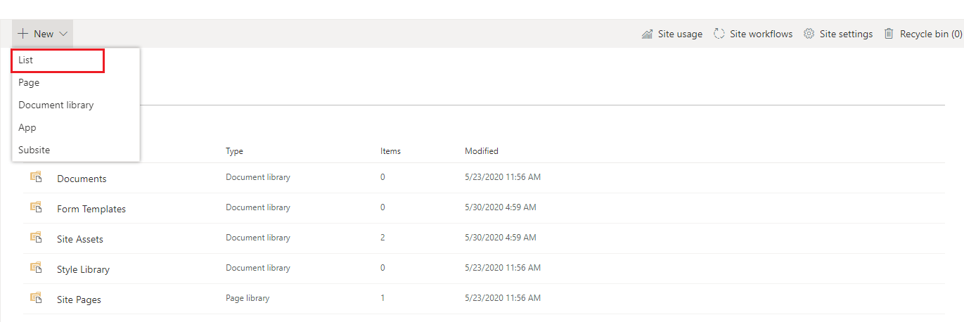 How to create sharepoint list using excel