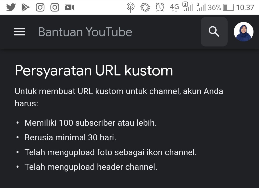 Cara Custom URL Channel YouTube dengan Mudah | Hanat Futuh Nihayah's Blog