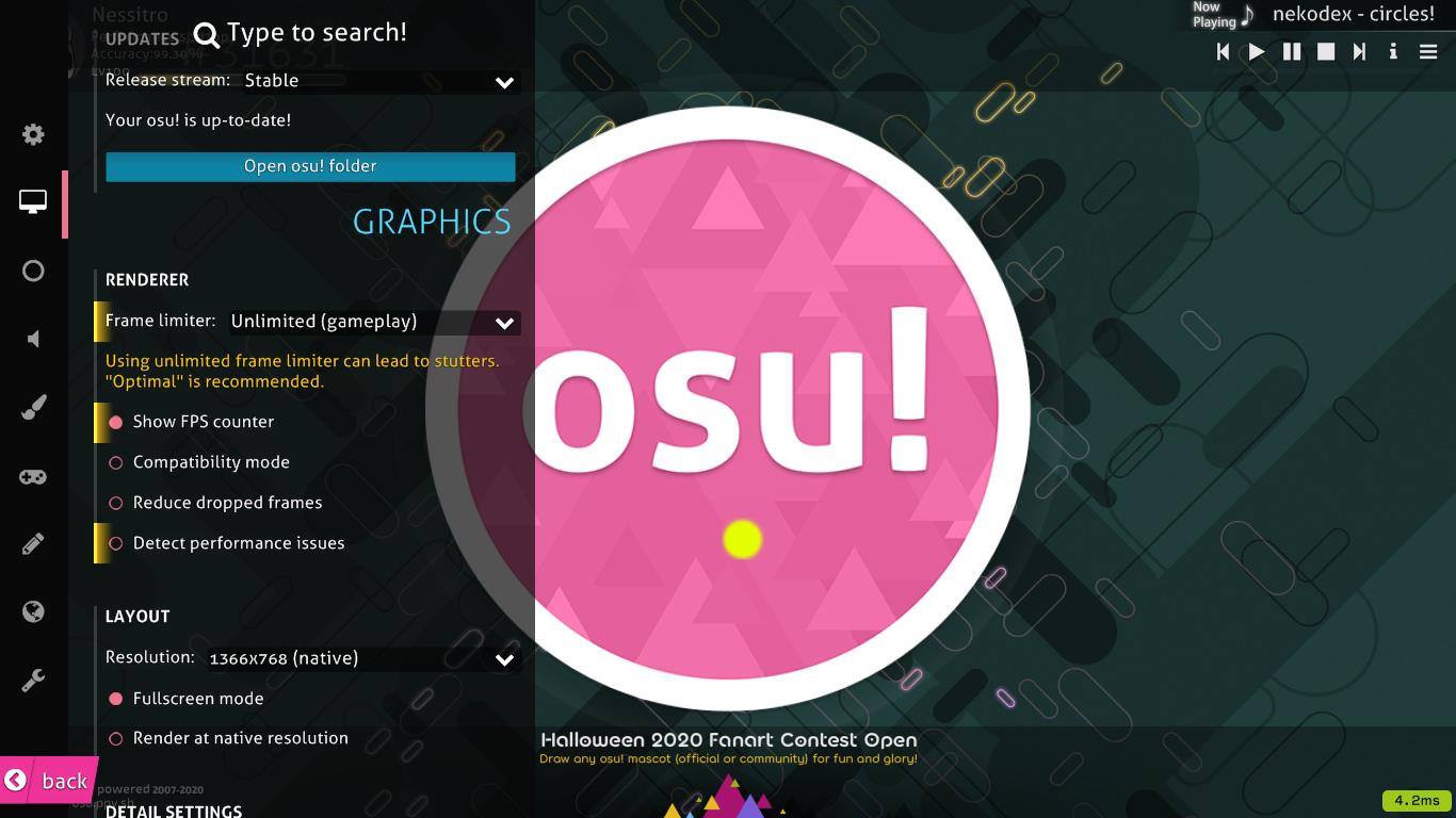 Less lagging, stuttering while playing osu!