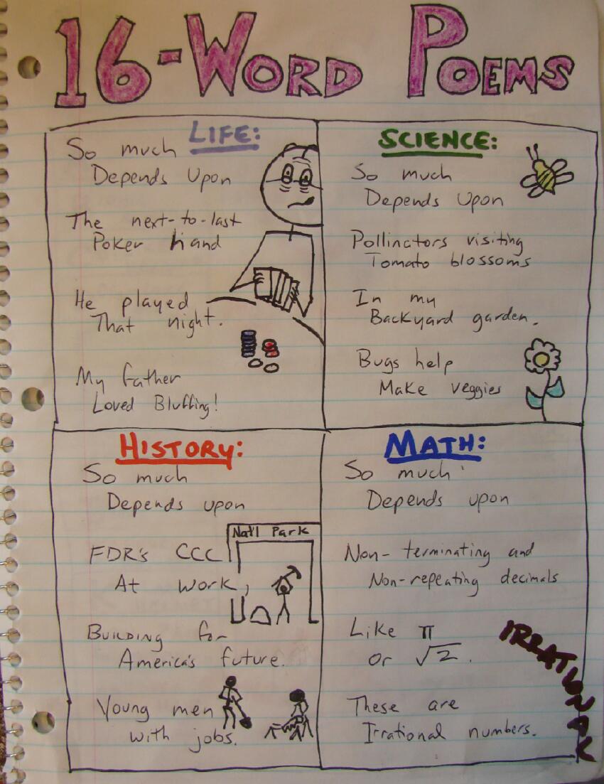 Teach Writing Right: "16-Word Poems"--a challenge for Writer's Notebooks