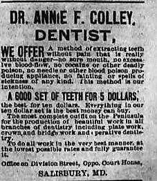 Delmar Historical And Art Society: Dr Annie Colley, Dentist