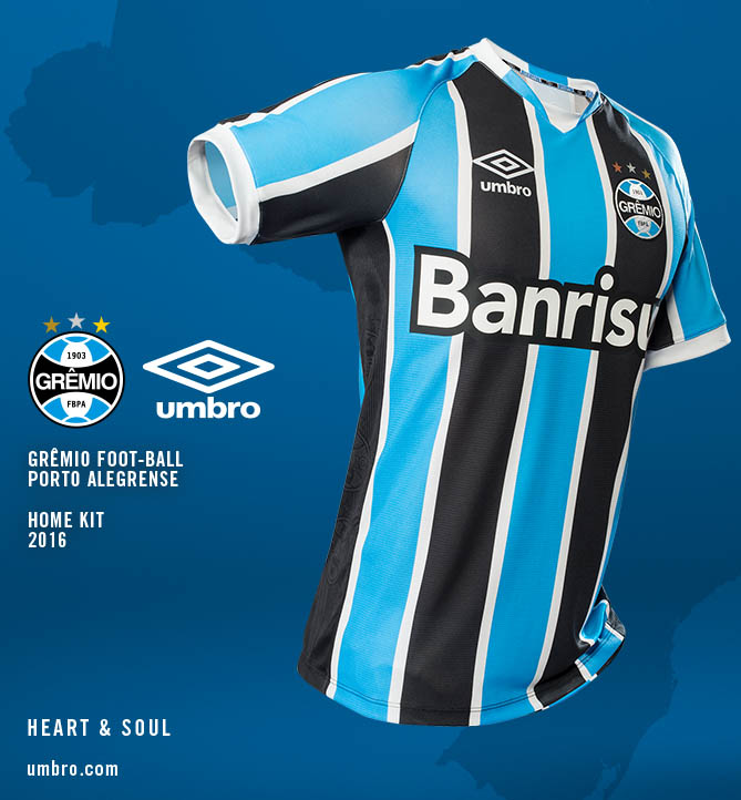 Grêmio 2016 Home and Away Kits Released - Footy Headlines