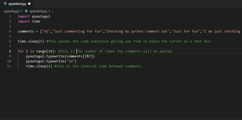 how to create a spam-bot with pyautogui python module