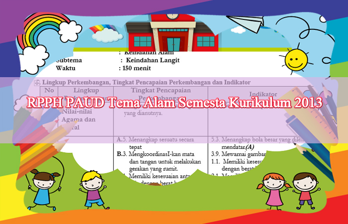 RPPH PAUD Tema Alam Semesta Kurikulum 2013 | GURU PAUD