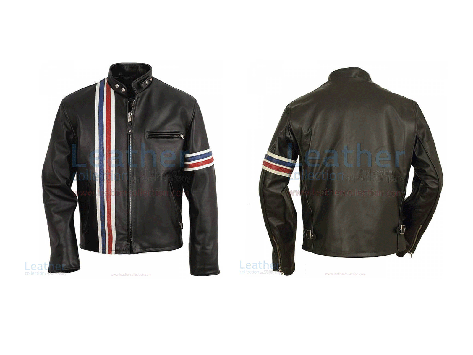 Vertical Strips Biker Fashion Leather Jacket - Racing Duke