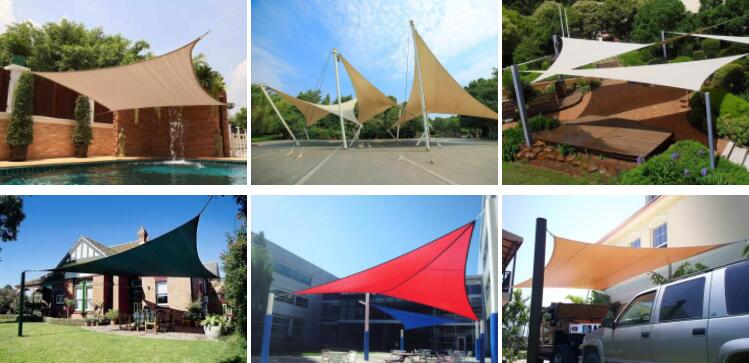 backyard HDPE rectangle sun sail shade canopy