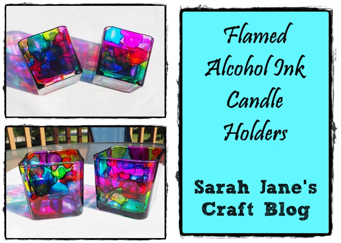 Flamed Alcohol Ink Square Candle Holders