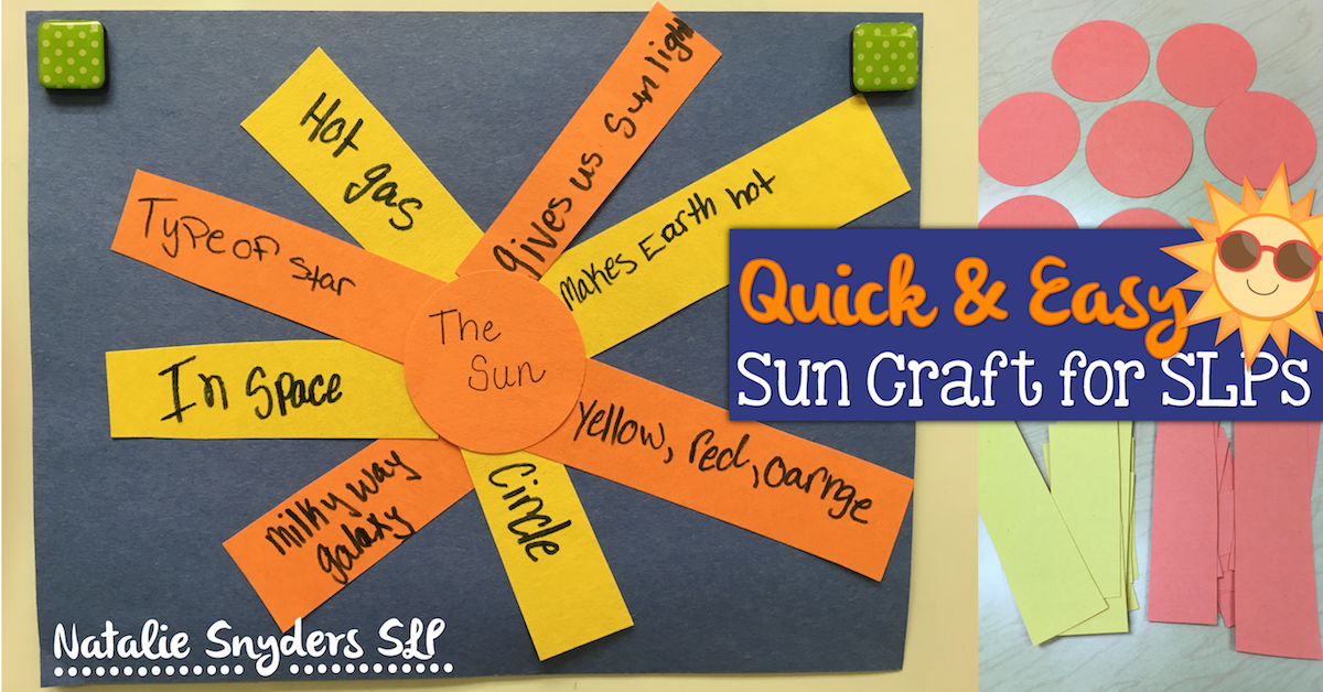 Quick and Easy Sun Craft for Speech-Language Therapy