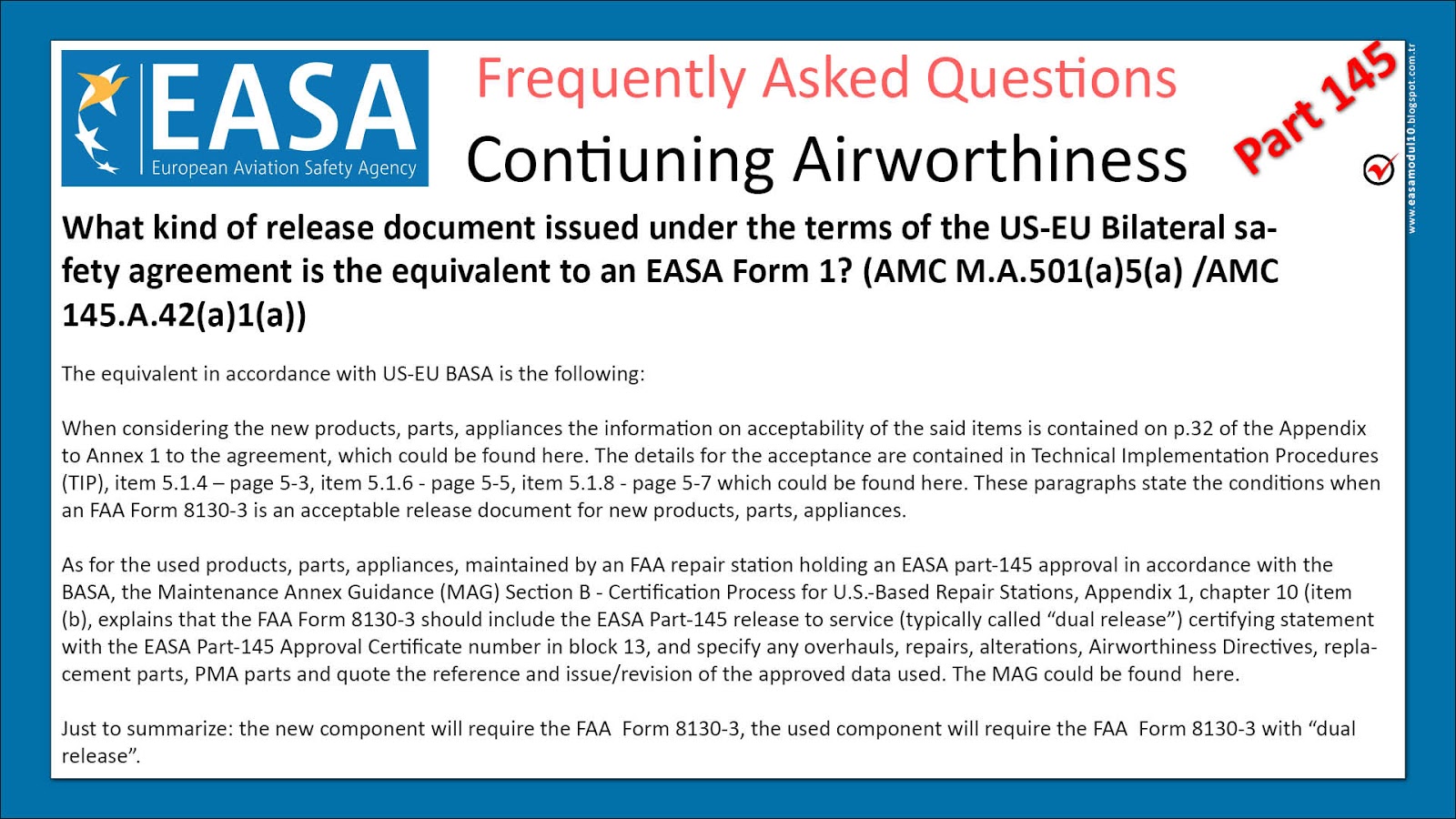 Aviation Legislation: EASA Part 145 Frequently Asked Questions