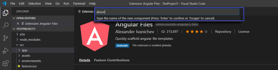 Adi Dotnet: Create component in angular