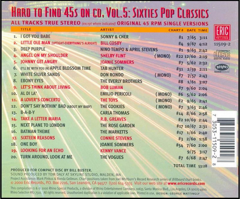 ENTRE MUSICA: HARD TO FIND - 45s on CD Sixties pop classics Vol. 5 V.A
