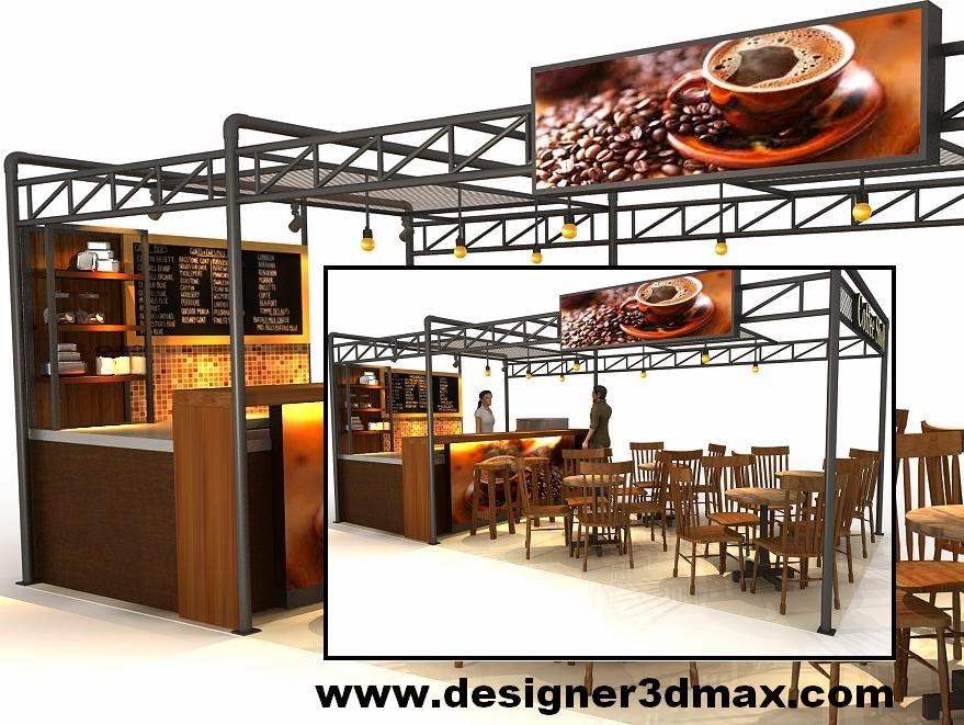 Desain booth cofféé atap terpal kesan exclusive nuansa retro classic ...