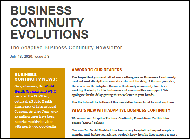 Business Continuity Evolutions: The Adaptive BC Newsletter #3 ya está ...