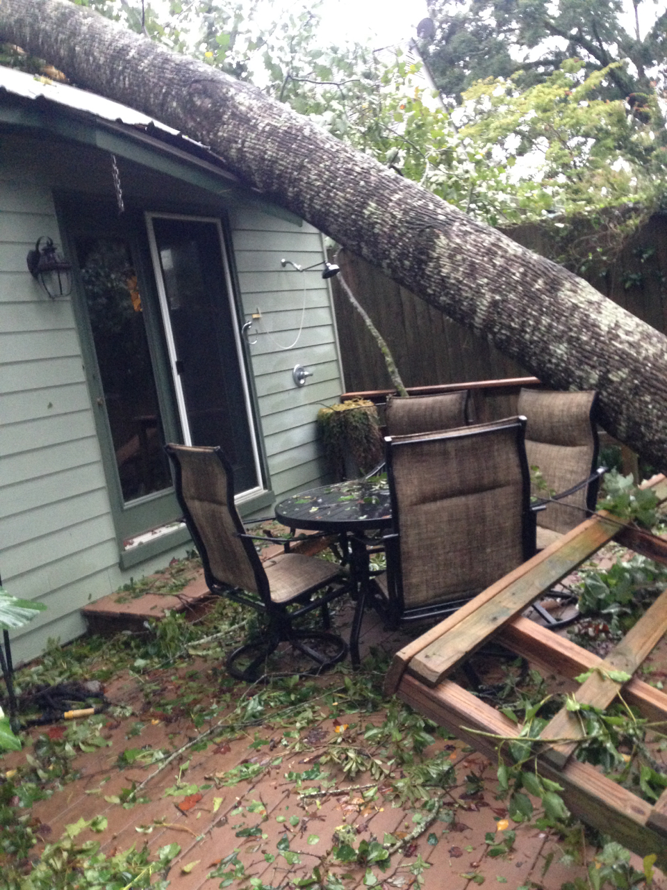 Spasms of Accommodation: How does a tree slice through a house?
